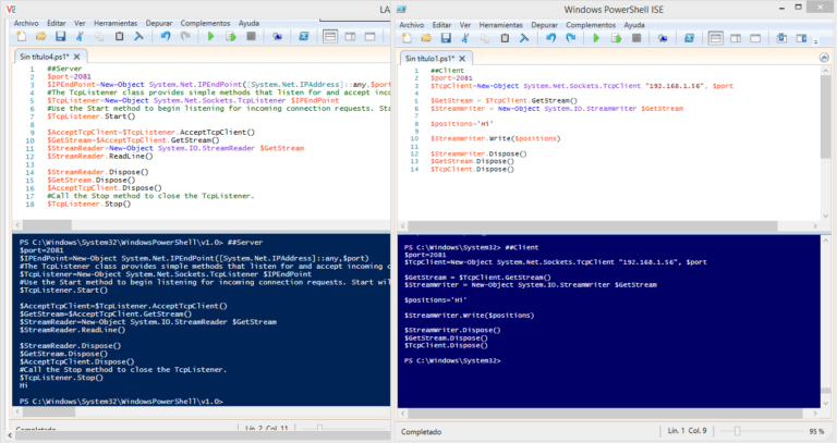 Powershell Server And Client Sockets Tcp Operating Systems Scripting Powershell And