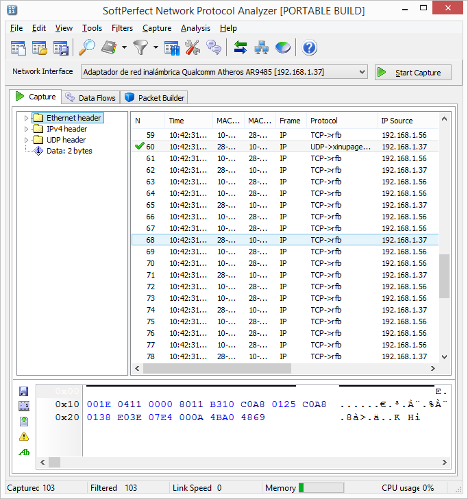 Modificar la dirección IP de origen en mensajes UDP con SoftPerfect ...