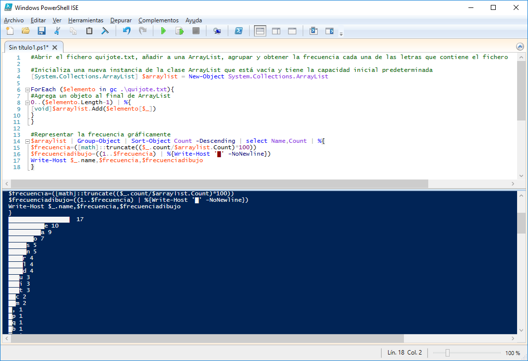 Análisis y representación de frecuencias de letras en el libro "El ...