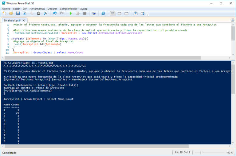 Análisis de frecuencias de letras en un texto con PowerShell (parte 3) | Operating systems ...
