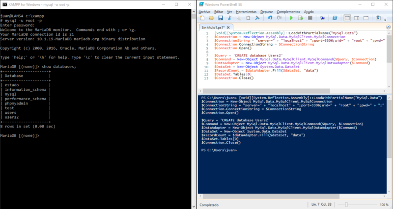 Crear una base de datos en MySQL con PowerShell | Operating systems, scripting, PowerShell and ...