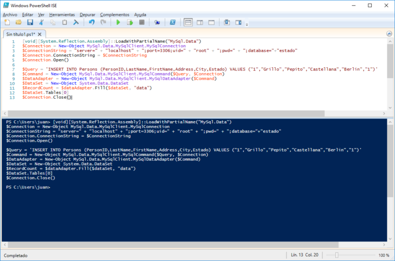 Insertar valores en una tabla de una base de datos en MySQL con ...