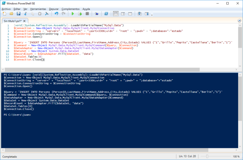 Insertar valores en una tabla de una base de datos en MySQL con ...