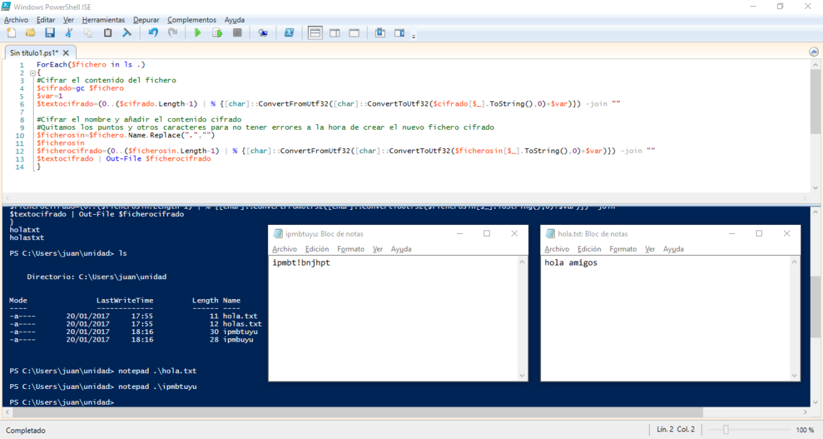 Cifrar con un algoritmo sencillo el nombre y el contenido de un fichero de texto | Operating ...