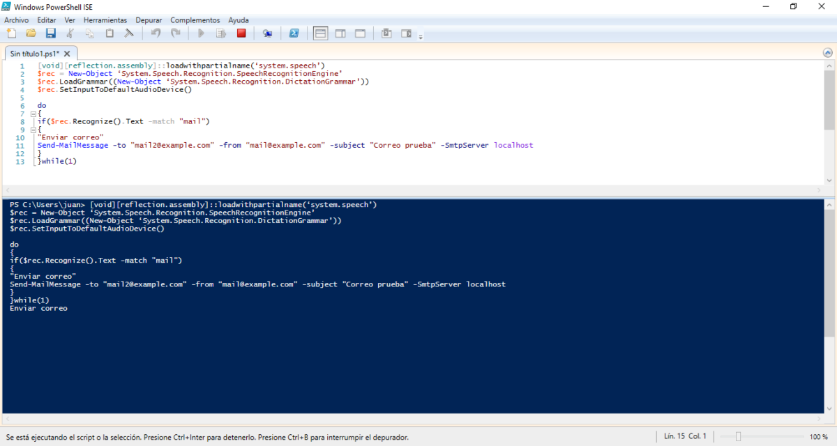 Enviar un mail mediante el reconocimiento de voz del sistema operativo con PowerShell ...