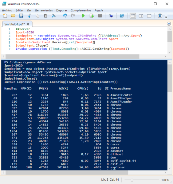 Ejecutar un cmdlet remotamente en un equipo utilizando sockets UDP ...