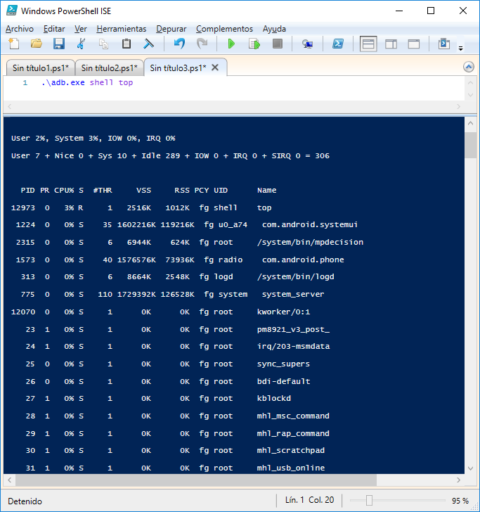 Ver los procesos que se están ejecutando en Android con ADB | Operating ...
