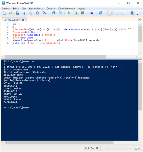 Ejercicios de PowerShell: mostrar y escribir una palabra aleatoria por consola en el menor ...