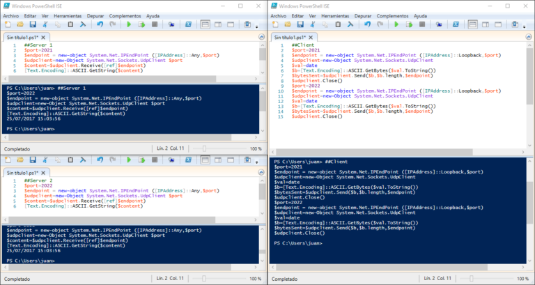 Enviar un mensaje entre un cliente y dos servidores mediante datagramas (UDP) | Operating ...