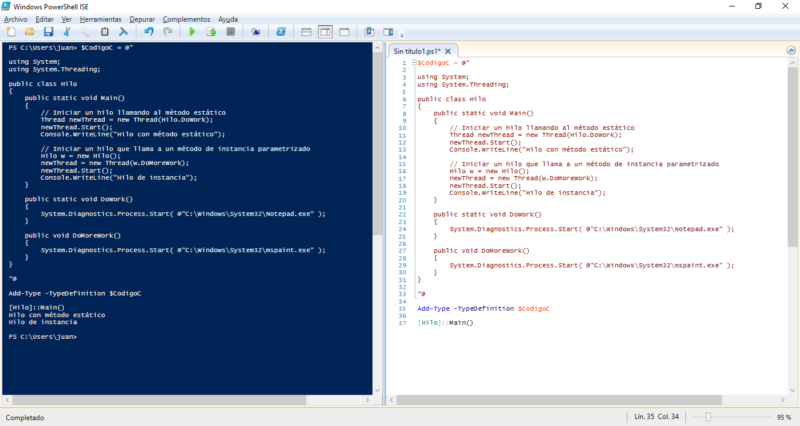 Tutorial C Con Powershell Crear Un Hilo Operating Systems Scripting Powershell And 