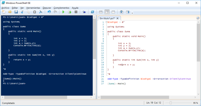 Tutorial C# con PowerShell: utilizar el método suma | Operating systems ...