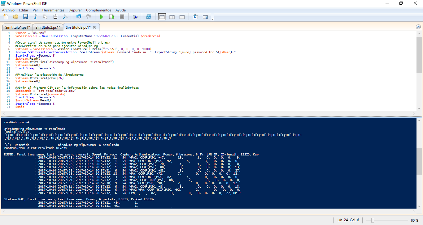 Ejecutar Airodump-ng en Linux realizando una conexión SSH desde ...