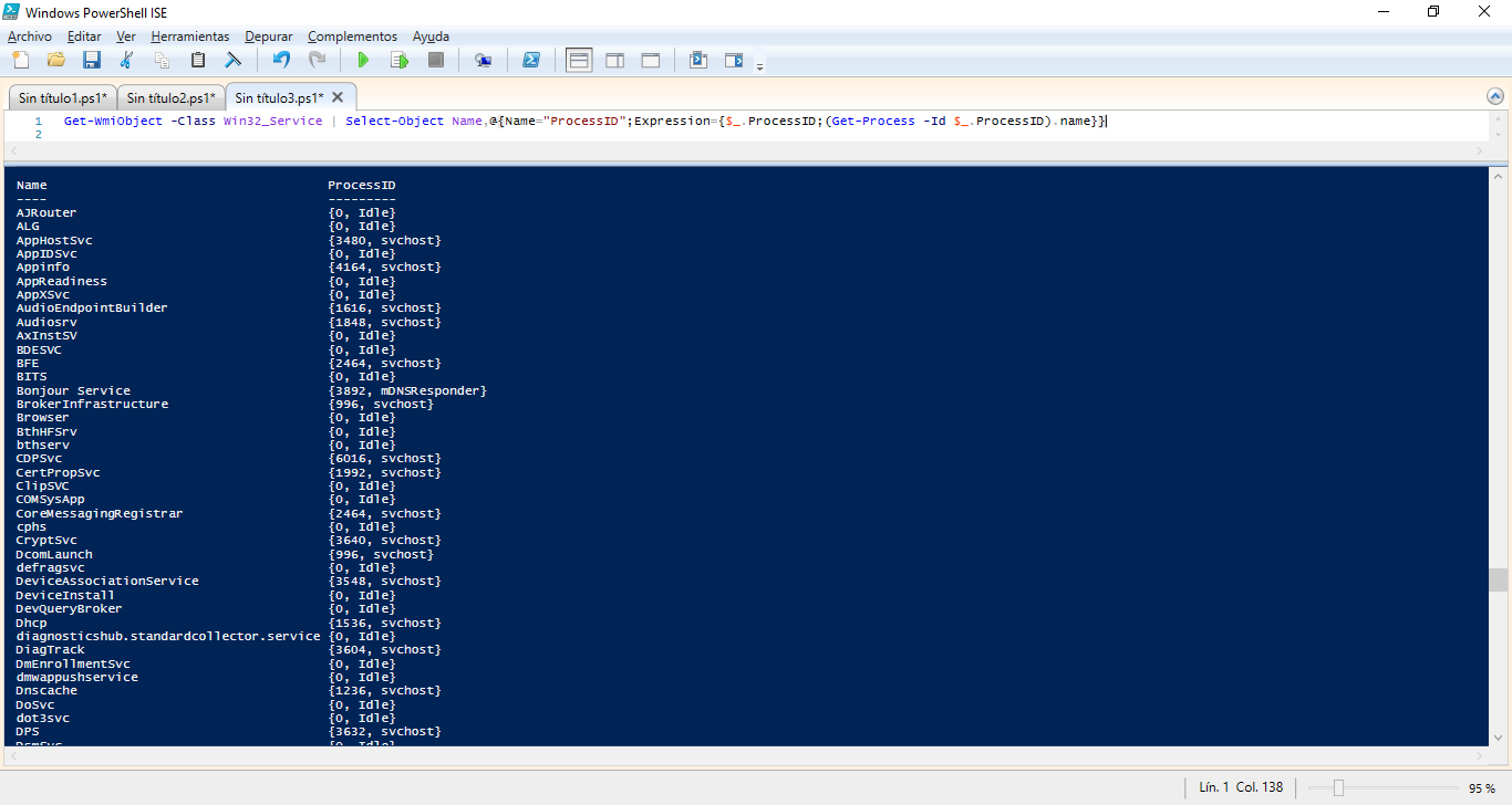 Mostrar la relación entre servicios y procesos con PowerShell ...