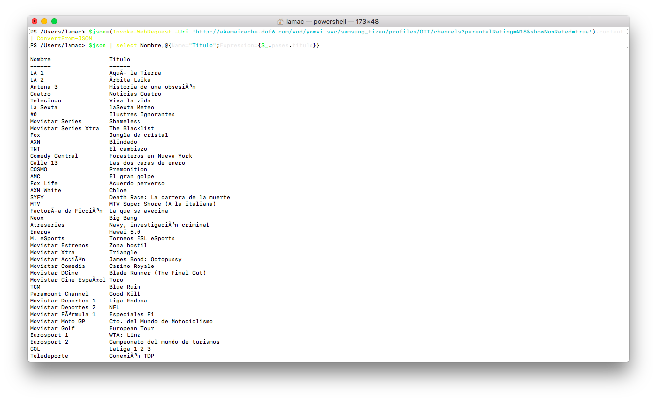 Programación Movistar+ con PowerShell | Operating systems, scripting ...