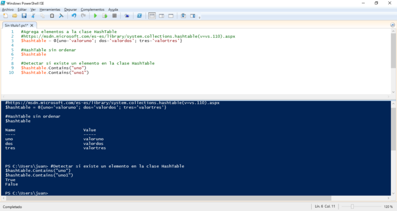 Determinar si Hashtable contiene una clave específica | Operating systems, scripting, PowerShell ...