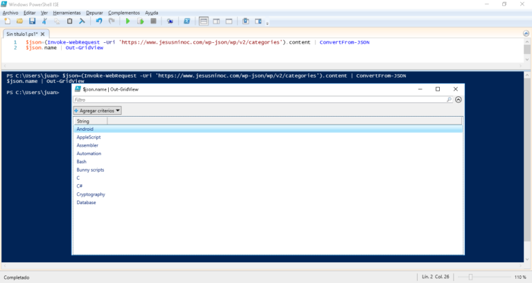 Ver categorías de WordPress JSON API desde PowerShell y mostrar el resultado en una tabla ...