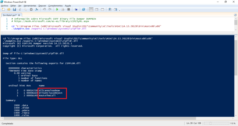 Listar funciones exportadas de un archivo DLL con DUMPBIN desde PowerShell | Operating systems ...