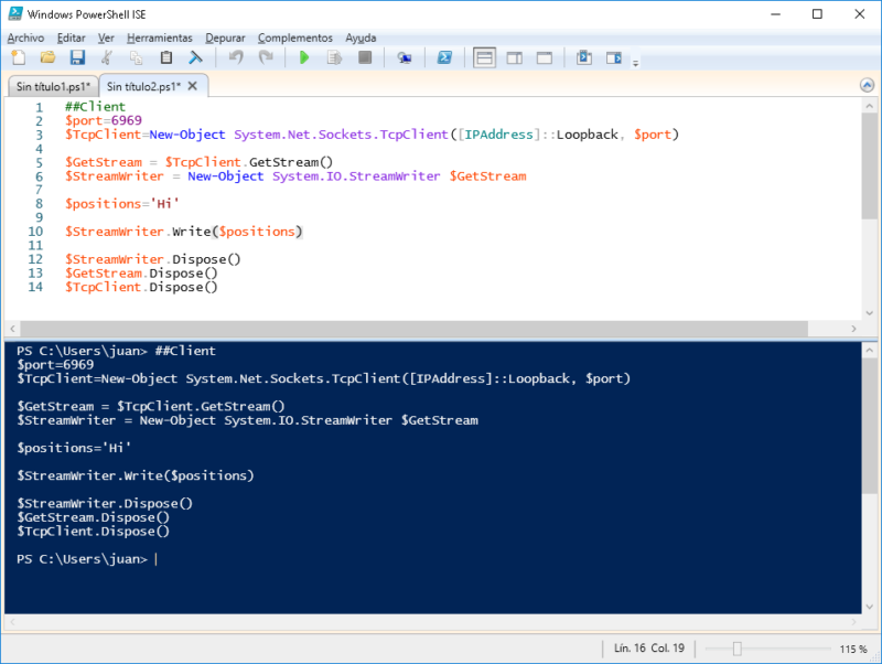 Crear una comunicación entre un cliente en PowerShell de Windows y un ...