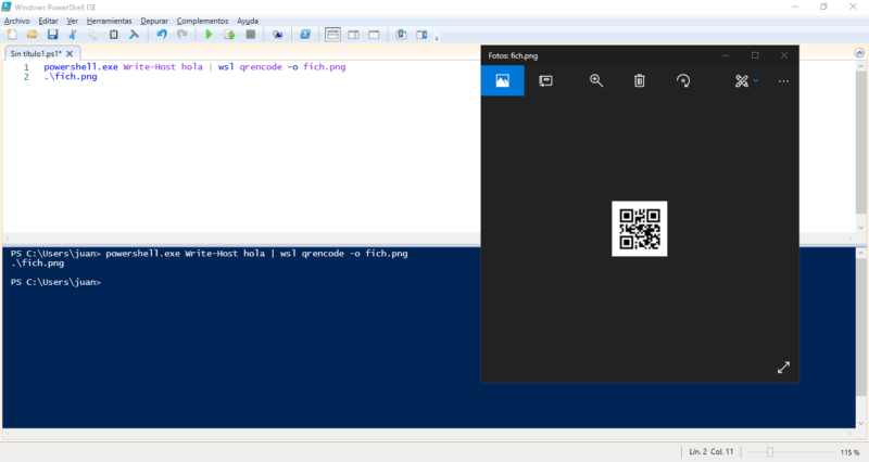 Combinar un cmdlet de PowerShell con un comando en Bash mediante WSL ...