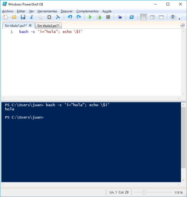 Mostrar Una Cadena En Bash Mediante Wsl Desde Powershell Operating Systems Scripting