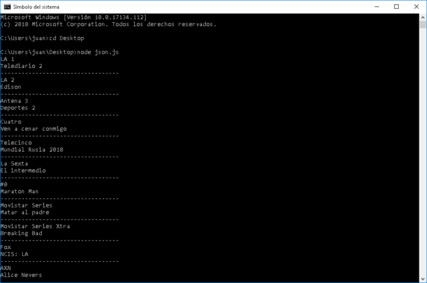 Leer Un Archivo Json Con La Programación Movistar En Node