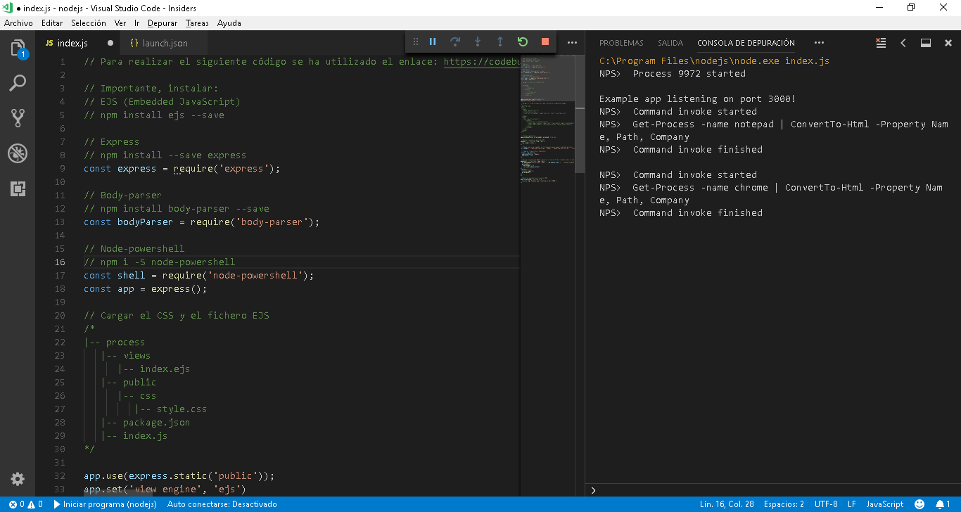 Pedir el nombre de un proceso y mostrar información del proceso ...
