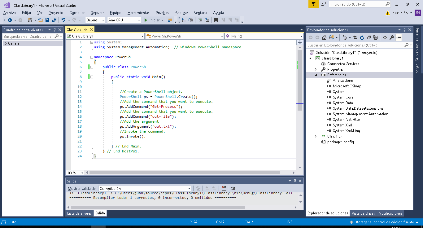 Crear, compilar y ejecutar una DLL con Microsoft Visual C# que ejecute ...