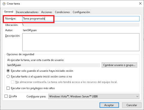 Crear una tarea programada en Windows que ejecute un script de PowerShell cada 10 minutos de ...