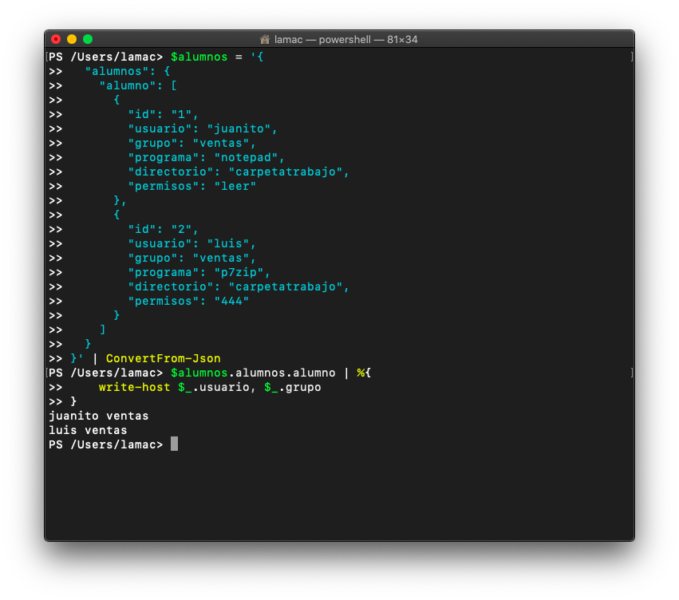 Importar contenido JSON en PowerShell | Operating systems, scripting, PowerShell and security ...