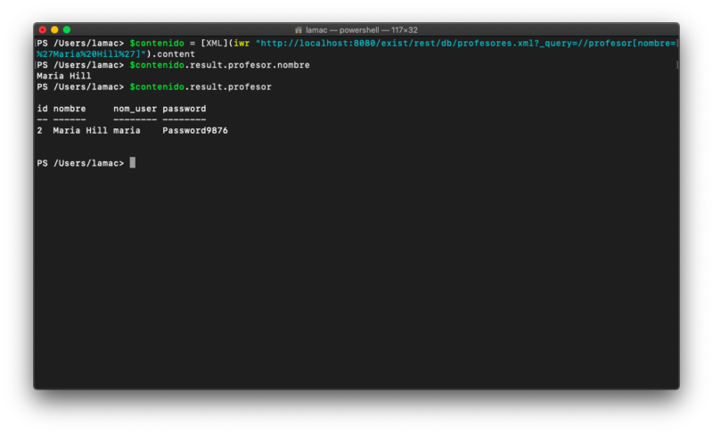 Ejecuta un consulta especificada con XPath/XQuery en el servidor eXist-db desde PowerShell ...