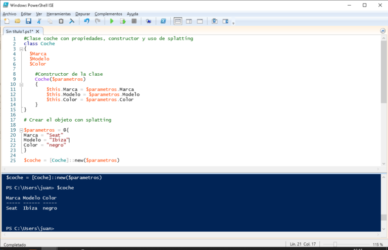 Crear Un Objeto Utilizando Splatting En Powershell Operating Systems Scripting Powershell