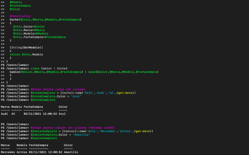Crear una clase en PowerShell que herede de otra clase con propiedades ...