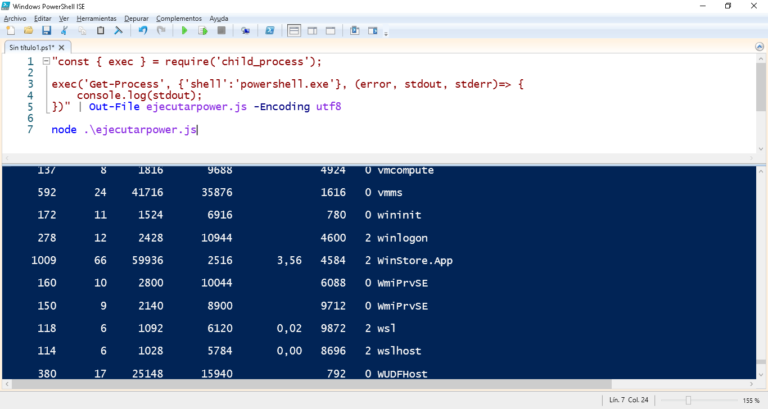 Listar Procesos Mediante Un Cmdlet De Powershell Con Nodejs Crear El Script Desde Powershell