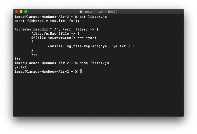 Mostrar el nombre renombrado de un fichero de una lista de ficheros que hay en un directorio con ...