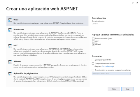 Crear un servicio Web ASP.NET Web API REST con Microsoft Visual Studio, añadir varios métodos ...
