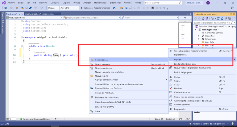 Crear un servicio Web ASP.NET Web API REST con Microsoft Visual Studio, añadir varios métodos ...