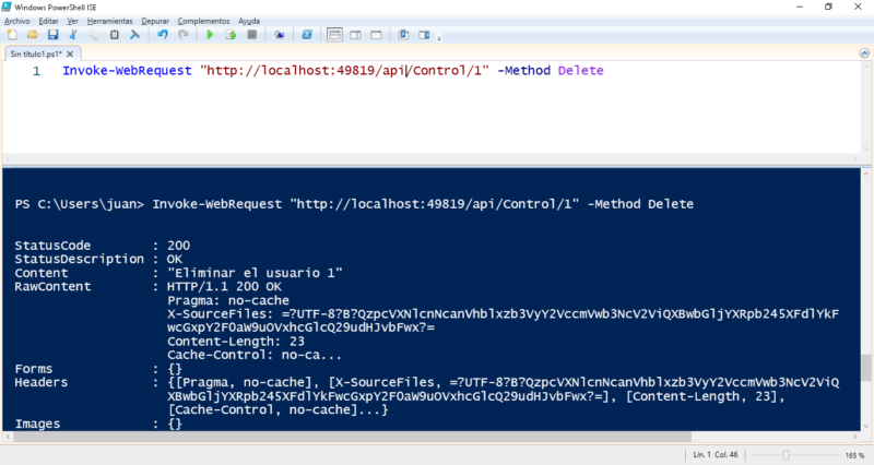 Crear un servicio Web ASP.NET Web API REST con Microsoft Visual Studio, añadir varios métodos ...