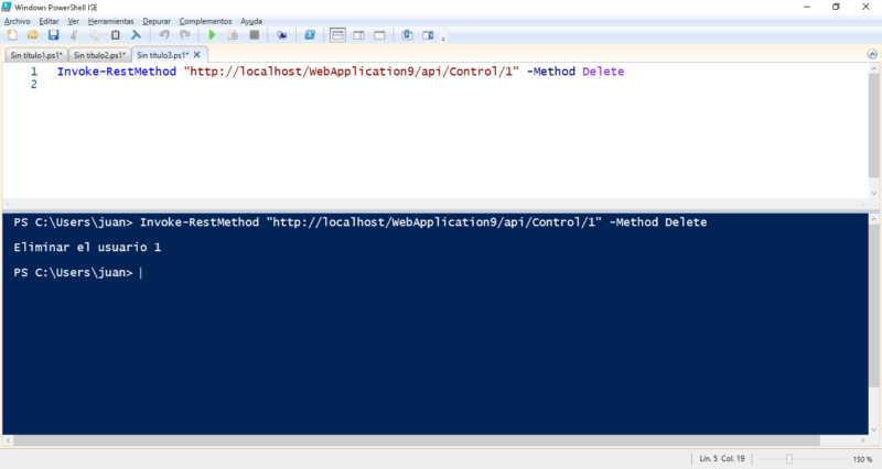 Crear un servicio Web ASP.NET Web API REST con Microsoft Visual Studio, añadir varios métodos ...