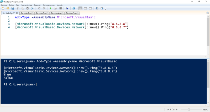 Realizar un ping rápido desde PowerShell mediante Visual Basic ...