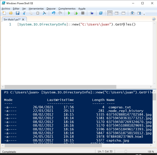 Listar los archivos de un directorio utilizando la clase DirectoryInfo desde PowerShell ...
