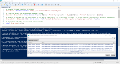 Ejercicios de PowerShell: obtener un listado de vídeos en formato JSON (Invoke-RestMethod ...