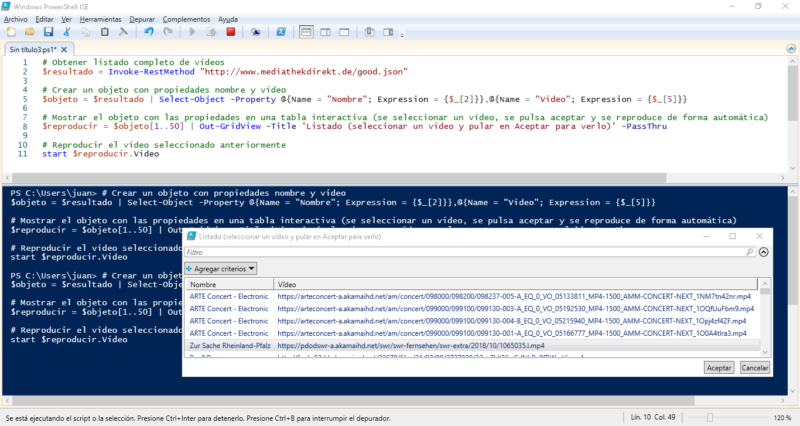 Ejercicios de PowerShell: obtener un listado de vídeos en formato JSON ...