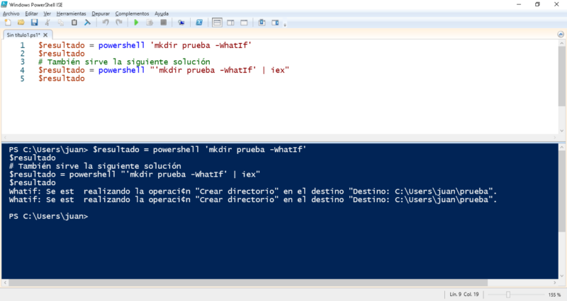 Almacenar el resultado del uso de la opción WhatIf en scripts de PowerShell | Operating systems ...