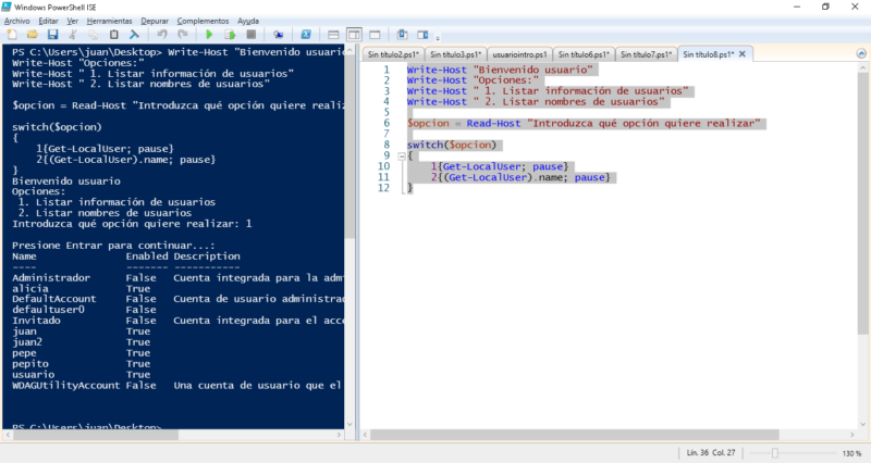 Solución al problema de listar usuarios con Get-LocalUser utilizando la sentencia switch en ...