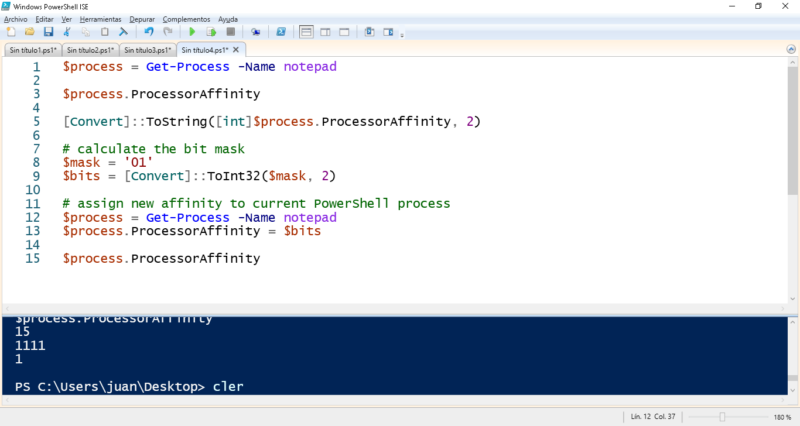 Ejercicios de PowerShell: cambiar la afinidad de un proceso | Operating systems, scripting ...