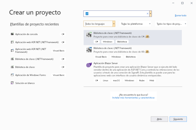 Crear, compilar y ejecutar una DLL con Microsoft Visual C# que crea dos métodos que abren ...