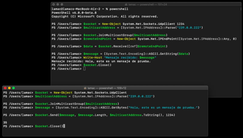 Enviar Mensajes Entre Dos Equipos Utilizando Multicast Desde Powershell Operating Systems 