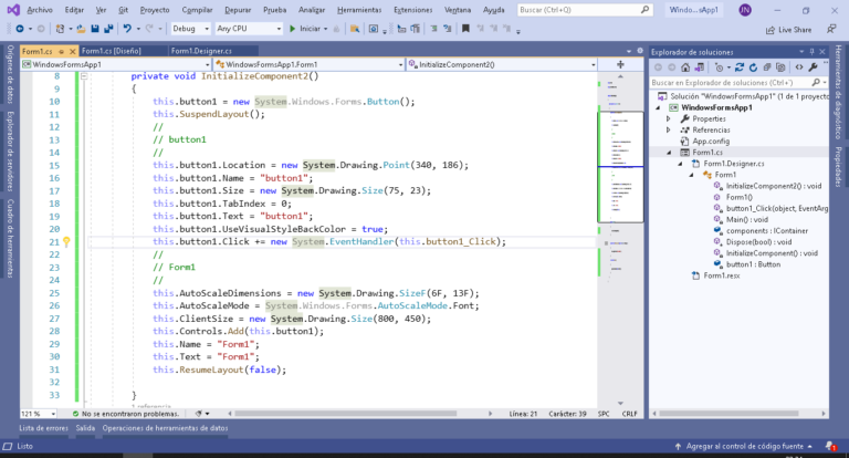 Diseñar un formulario en C# desde Visual Studio y adaptarlo para que se ...