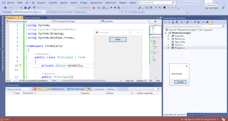 Crear un formulario en C# desde Visual Studio | Operating systems, scripting, PowerShell and ...