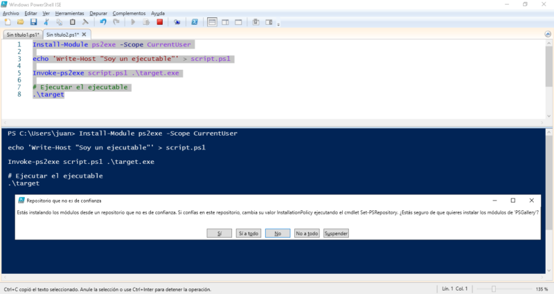 Crear un .EXE de un script en PowerShell | Operating systems, scripting, PowerShell and security ...